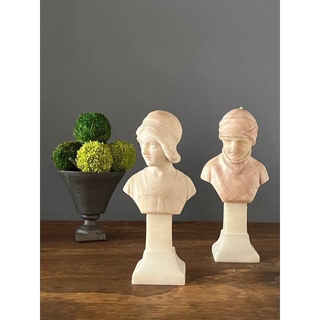 1920s Set of 2 Italian Alabaster Busts | Chairish