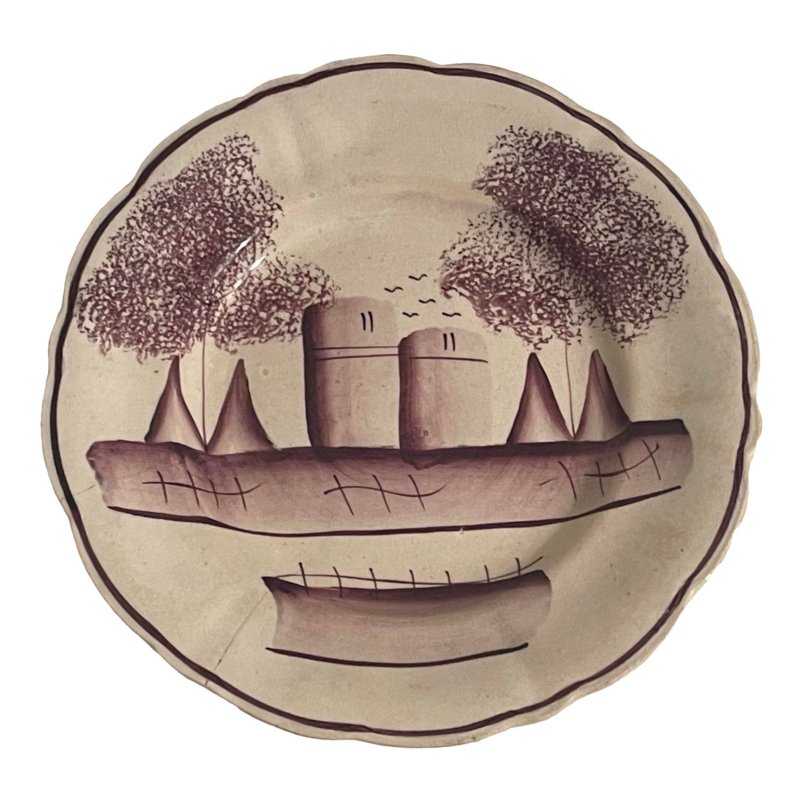 Antique Stick Spatterware Spongeware Plate Purple Wigwam English ...