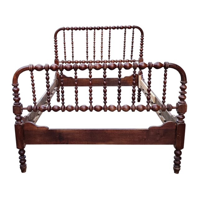 Antique Jenny Lind Turned Wood Spindle Full Sized Bedframe | Chairish