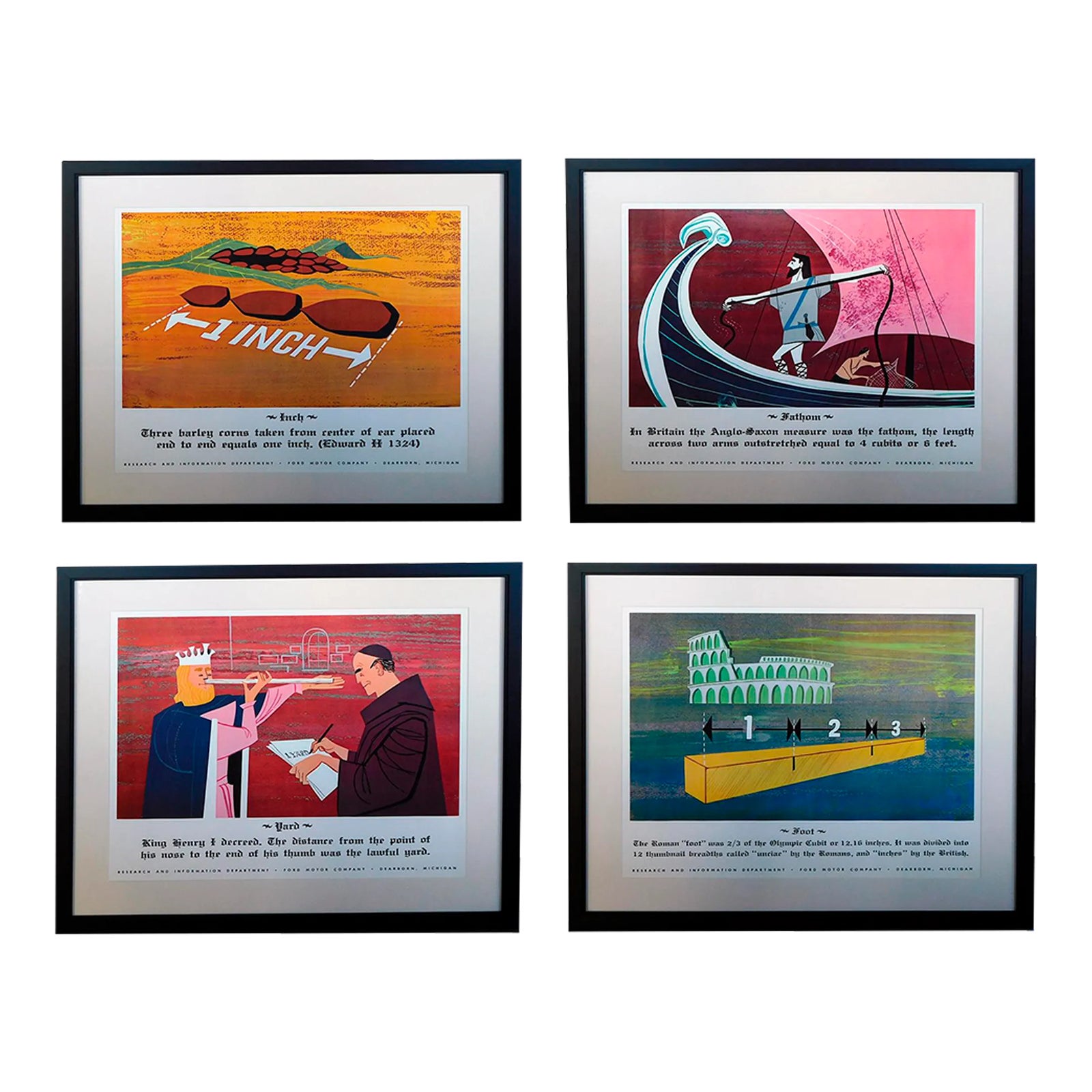 Set of Four Vintage Educational Ford Motor Company Posters, Research ...
