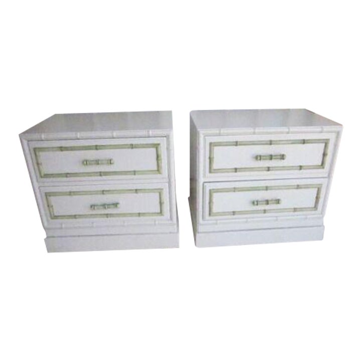 1980s Wood Nightstand Hollywood Regency by Dixie 2 Drawer Cream Color ...