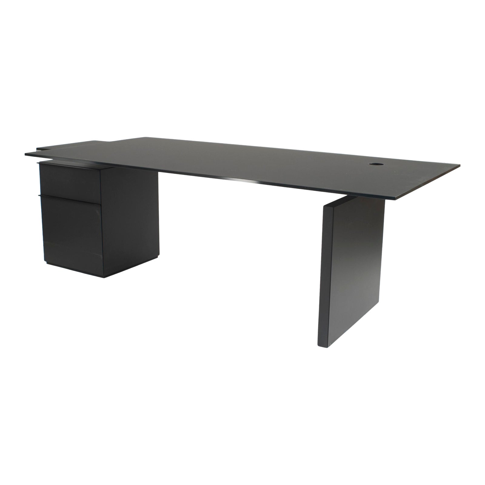 Contemporary "Icon" Black Satin Glass Desk | Chairish