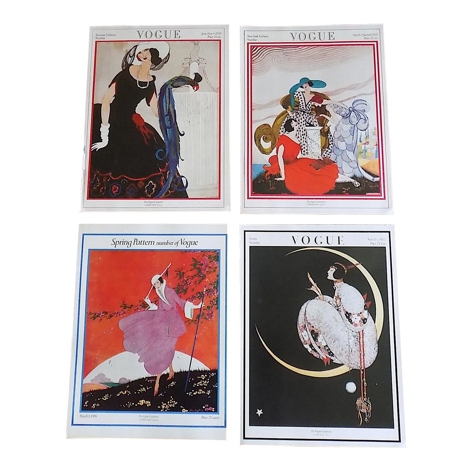 Vintage Folio Size Vogue Poster Lithographs - Set of 4 - 11" X 15 ...