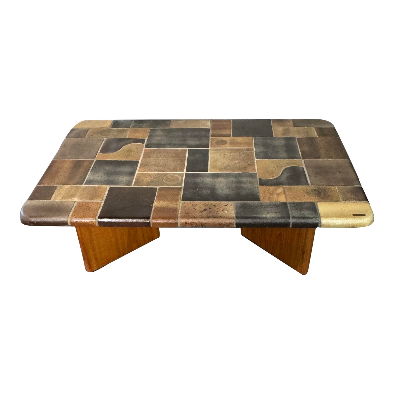 70s Tile Top Teak Coffee Table by Bendixen Design | Chairish
