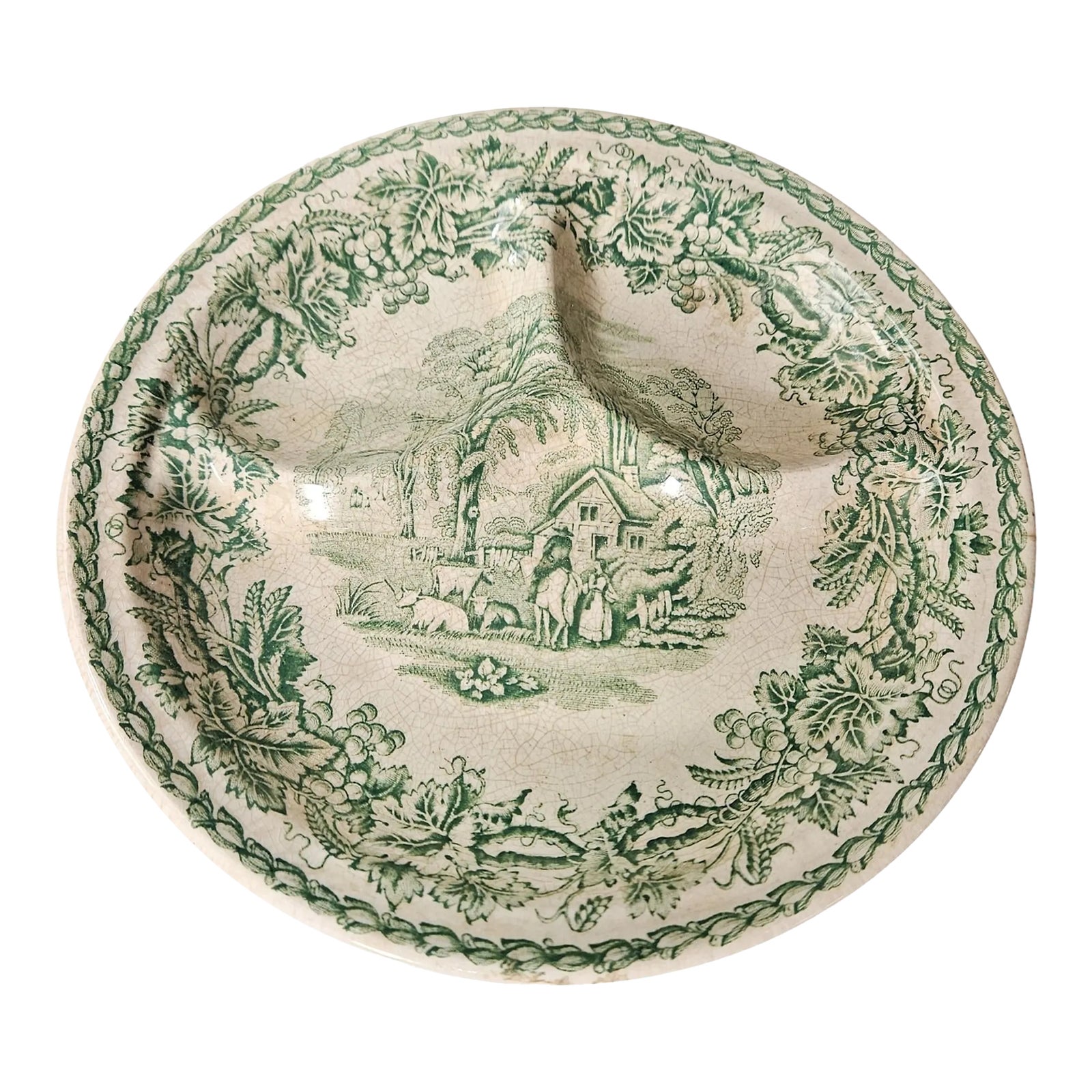 Late 19th Century Booths, Celone Ivory, Green Transferware Divided ...