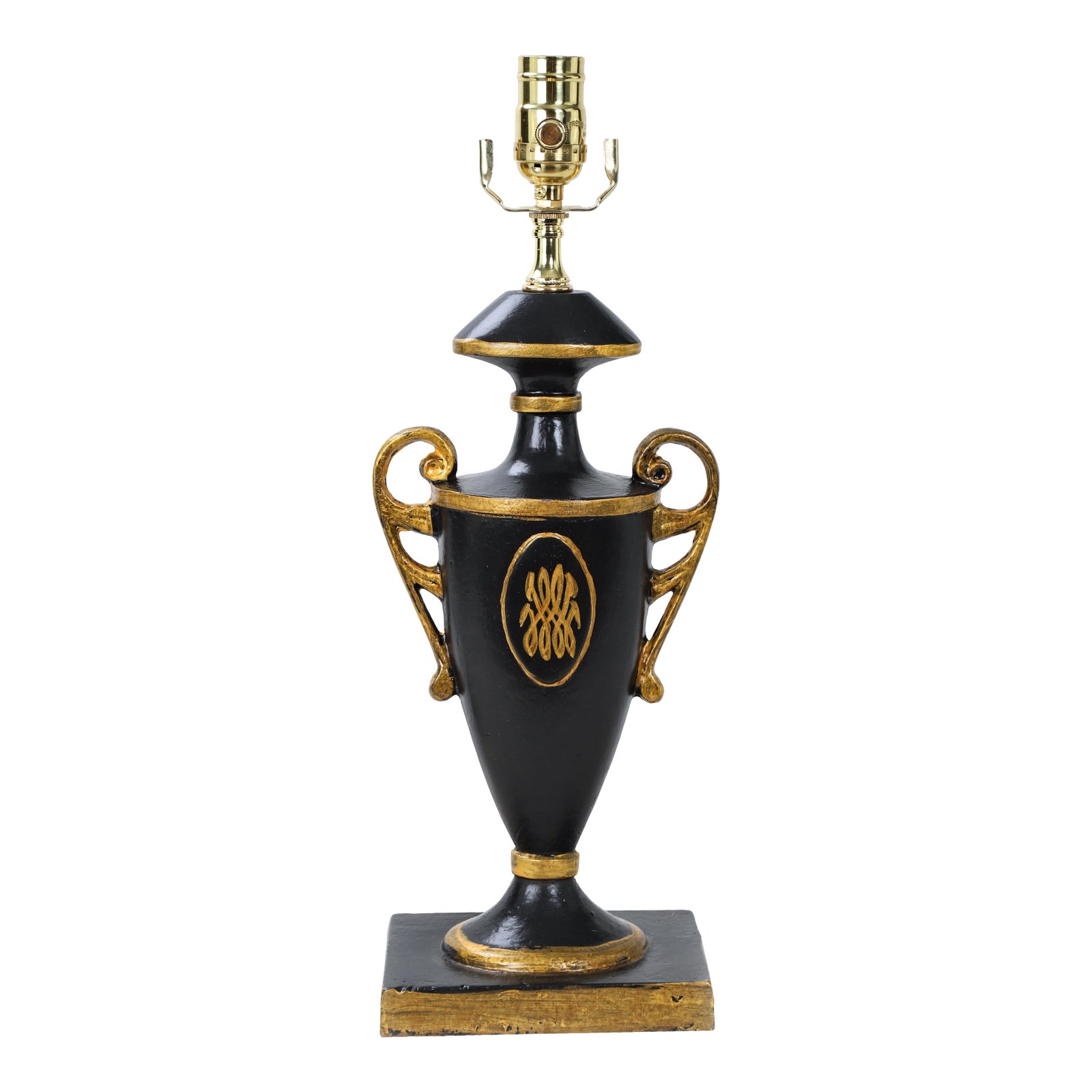 Vintage Black Urn Lamp With Duke & Duchess of Windsor Gold Accent ...