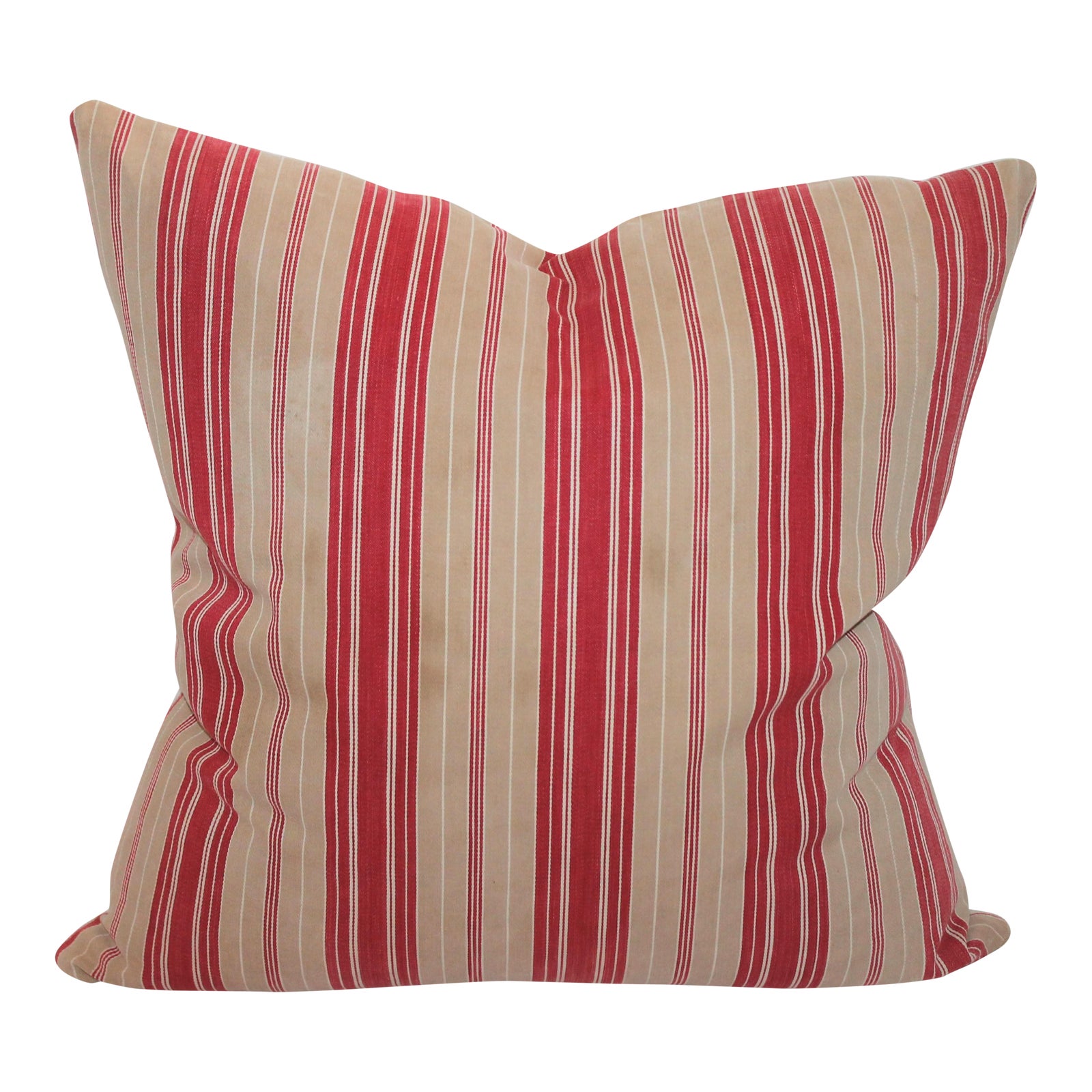 Red Striped Ticking Pillow | Chairish