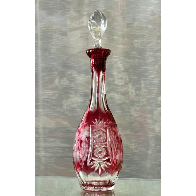 Vintage Nachtmann Ruby Red Decanter With Stopper - 2 Piece Set | Chairish