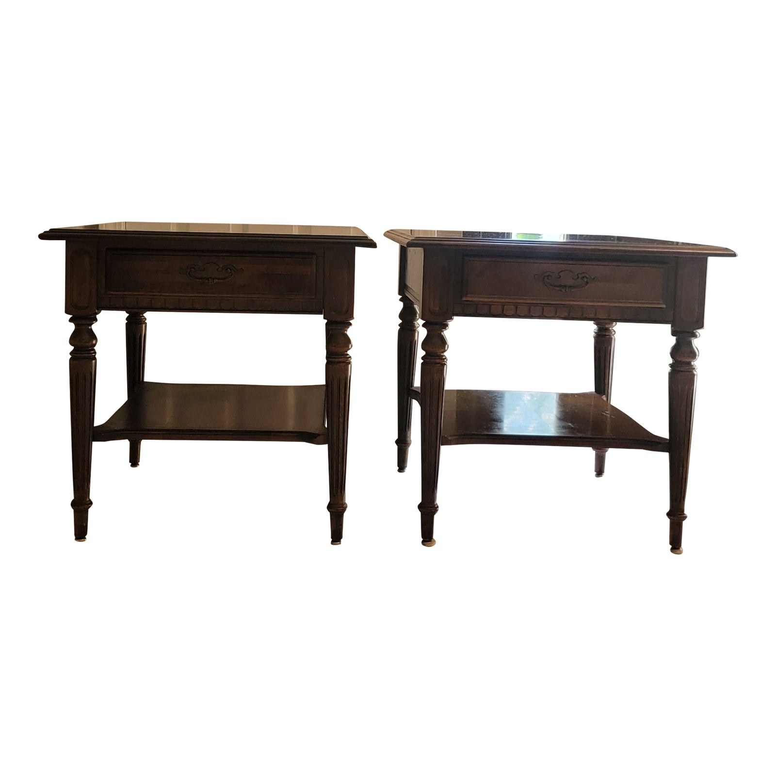 1980's Ethan Allen Pair of Vintage End Tables | Chairish