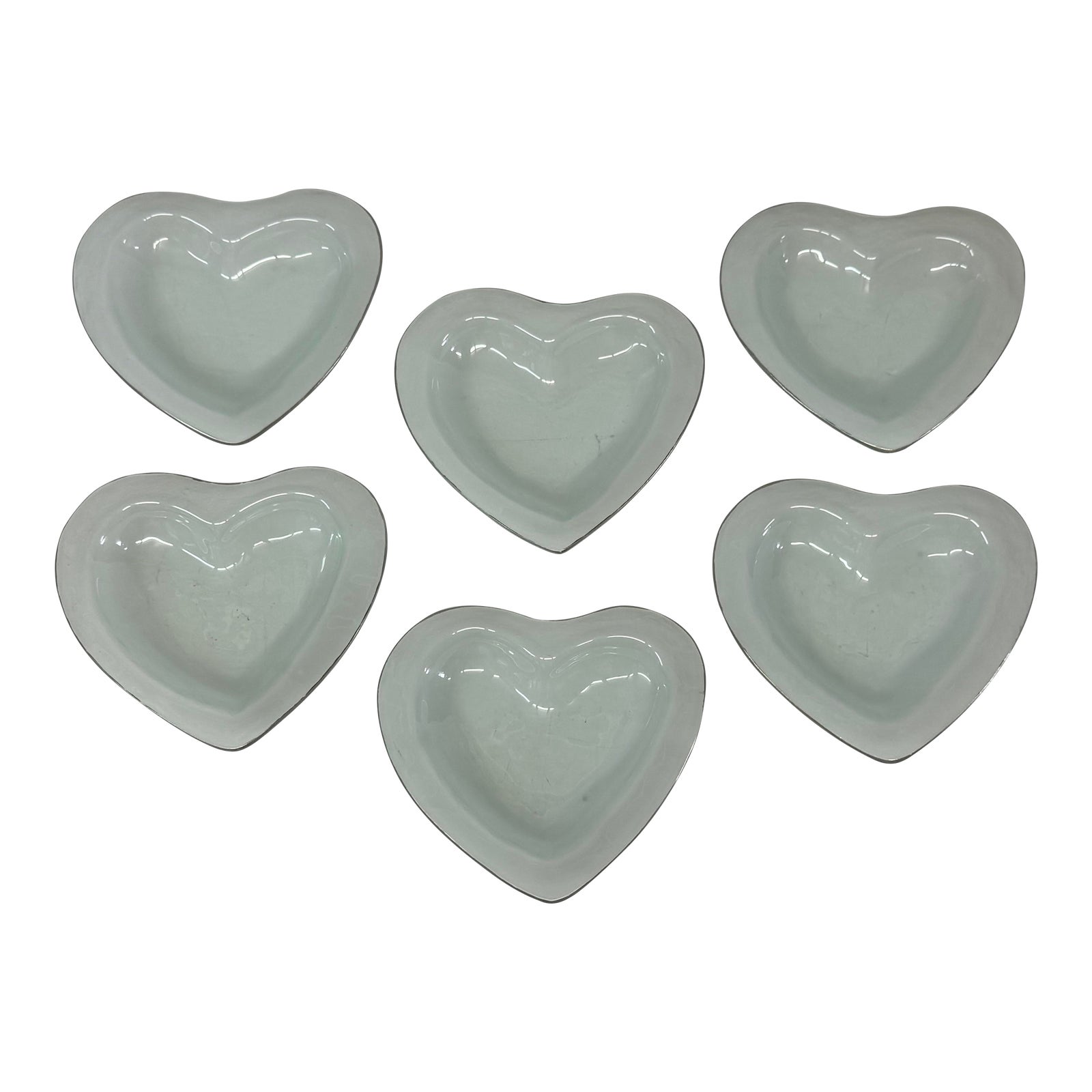 Annie Glass Heart Dish Set, 18 Pieces | Chairish