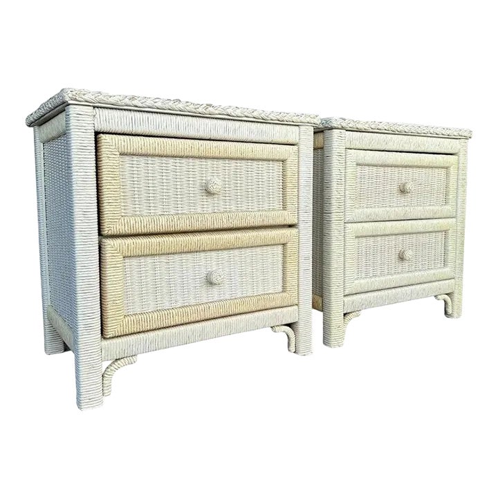Set of 2 Henry Link Wicker Nightstands | Chairish
