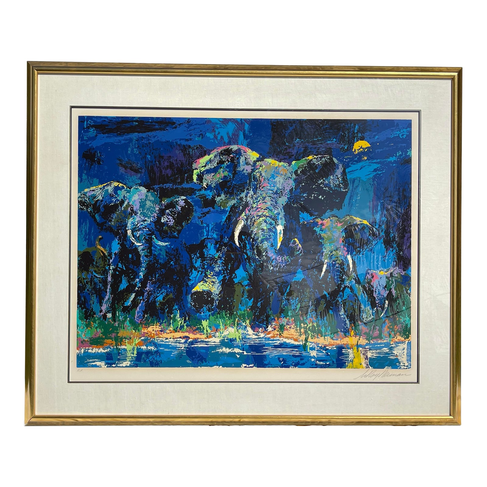 1970s Leroy Neiman Artist Proof Serigraph "Elephant Nocturne“ | Chairish