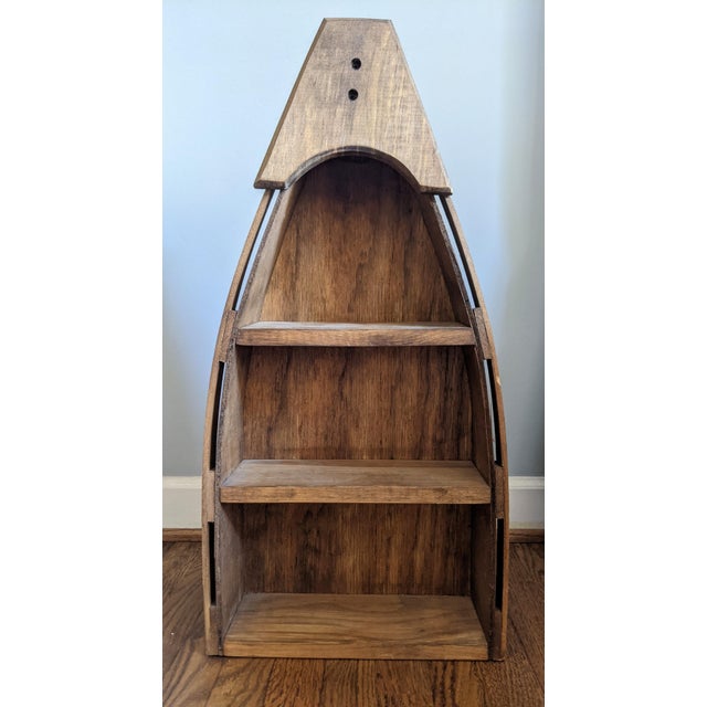 Vintage Nautical Wooden Boat Wall Display Shelving Unit | Chairish