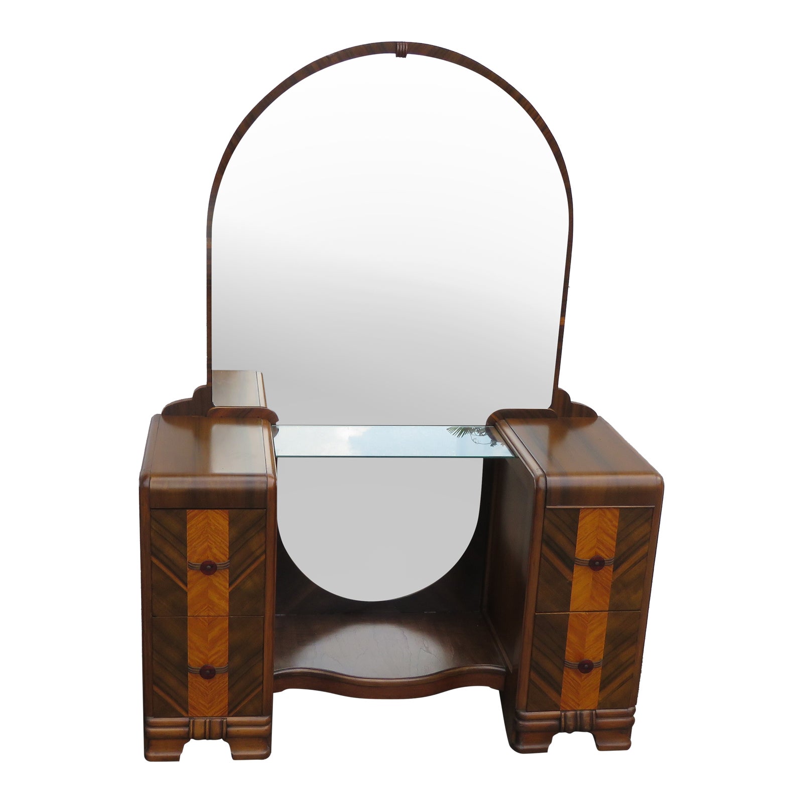1920s Art Deco Vanity Makeup Table and Stool | Chairish