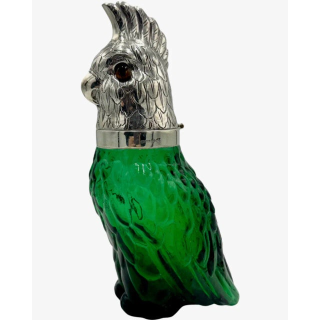 Vintage Green Bird Parrot Cockatoo Glass Claret Jug Decanter Carafe ...