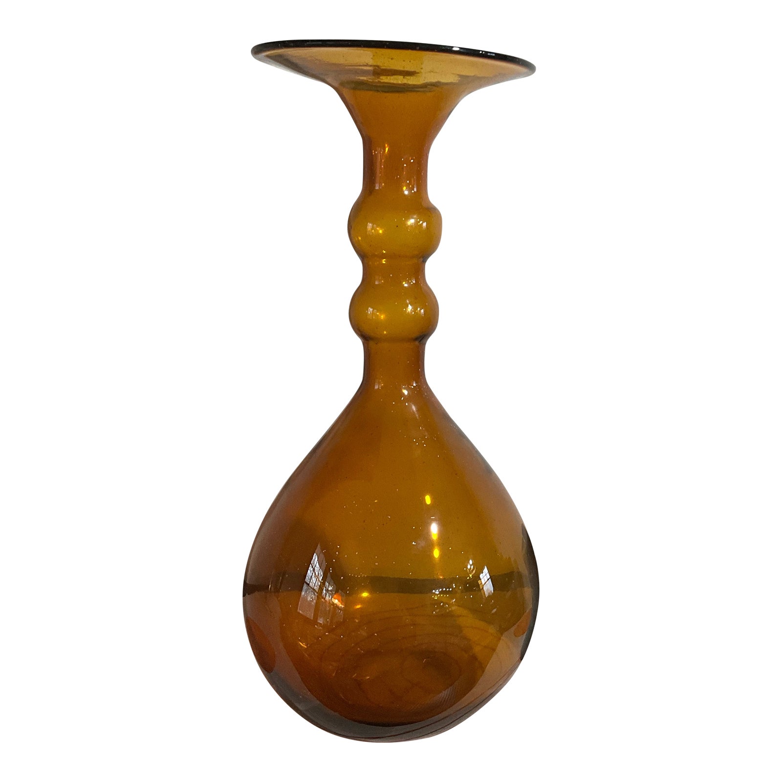 Mid 20th Century Double Ball Marakesh Style Amber Blown Glass Vase ...