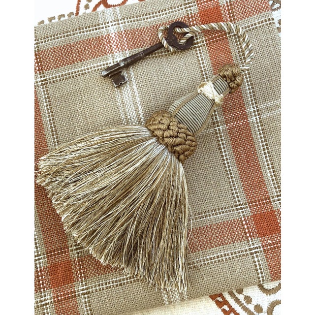 Sage Green Key Tassel With Looped Ruche | Chairish