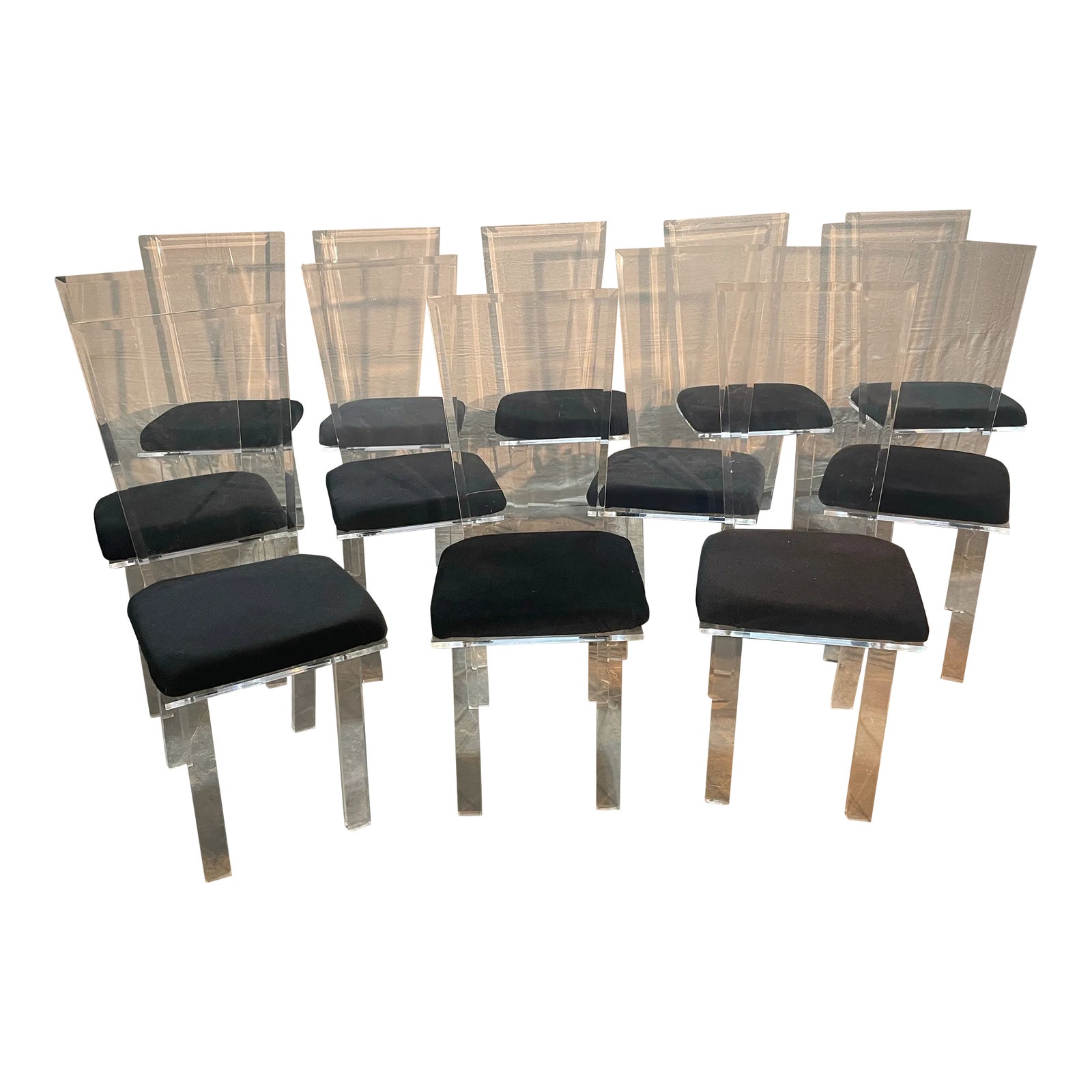 Modern Lucite Dining Chairs - Set of 12 | Chairish