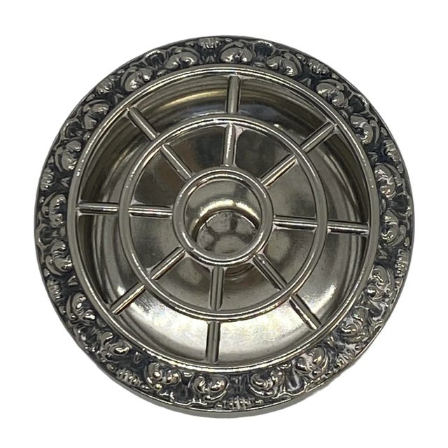 Mid 20th Century Silver Plated Rose Bowl Flower Frog Arranger Vase by ...