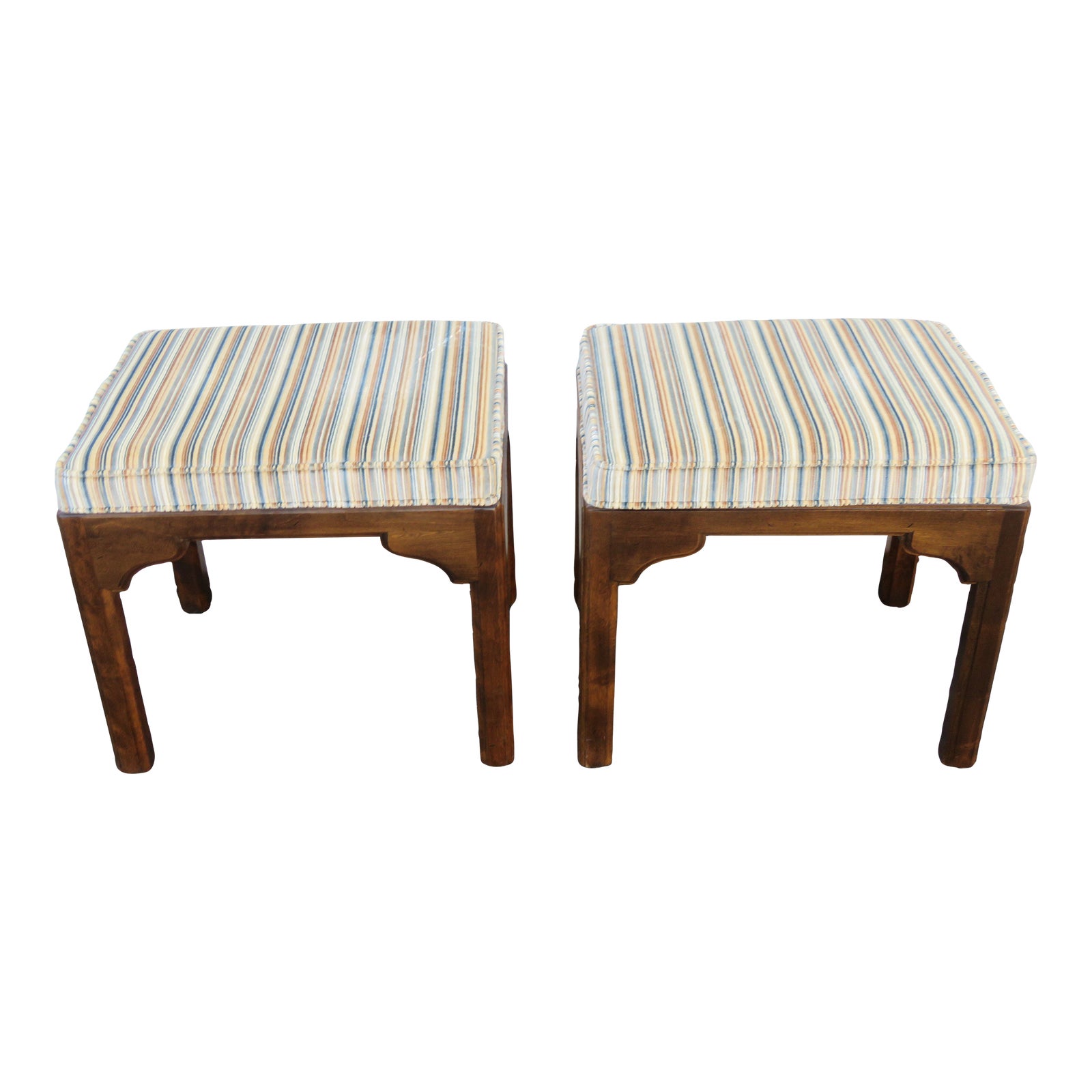 Ethan Allen Vanity Stools Benches Ottomans a Pair | Chairish