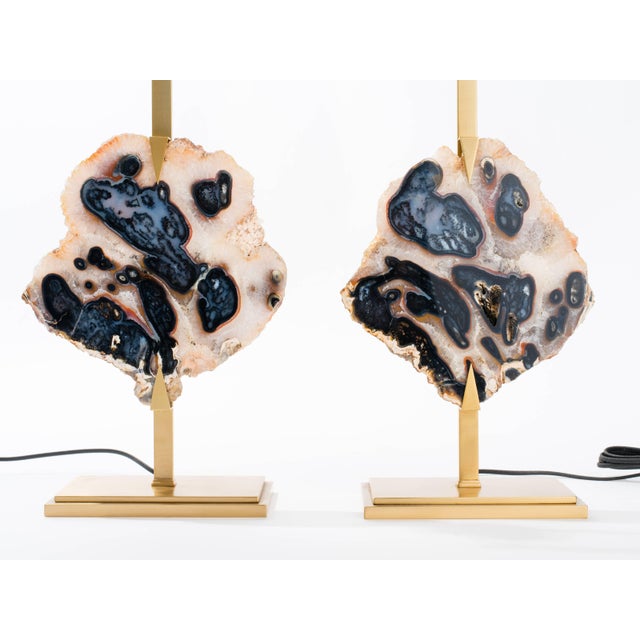 Agate Table Lamps, Custom-Made - a Pair | Chairish