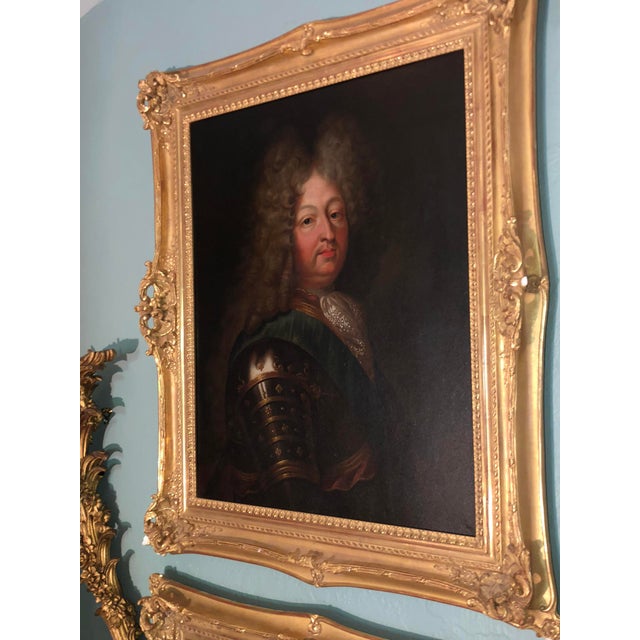 Large Antique 17th Century Louis XIV en Armour Portrait Oil Painting ...