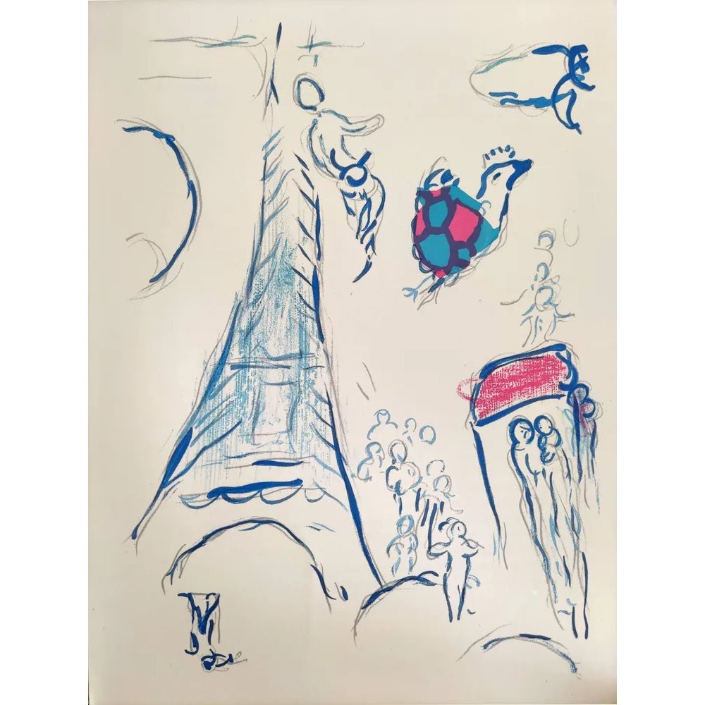 Marc Chagall, Sketch for the Angel of Mozart, 1965, Lithograph | Chairish