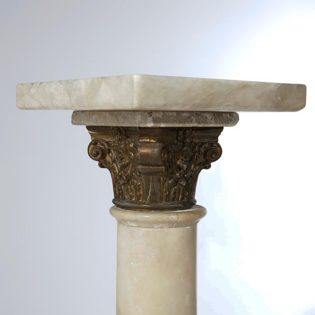 Antique Classical Corinthian Greco-Roman Marble Pedestal & Bronze ...