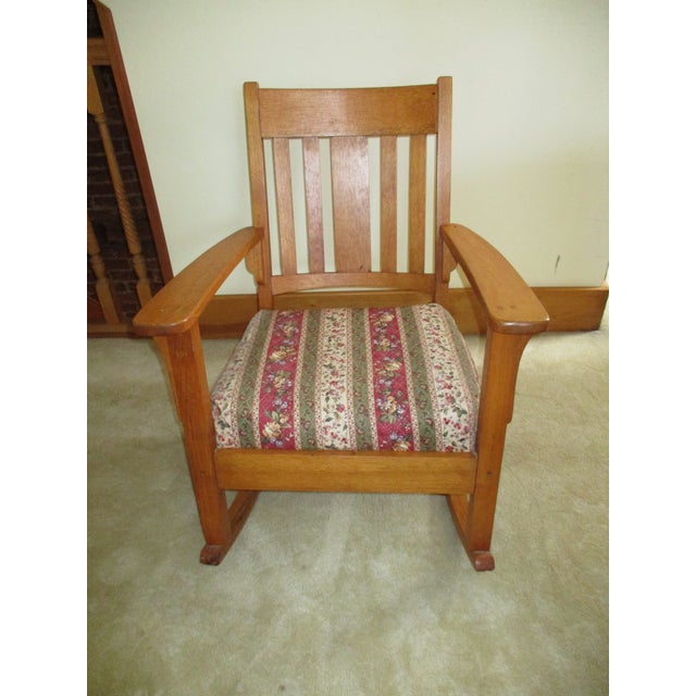 1930s Golden Oak Morris Rocking Chair | Chairish
