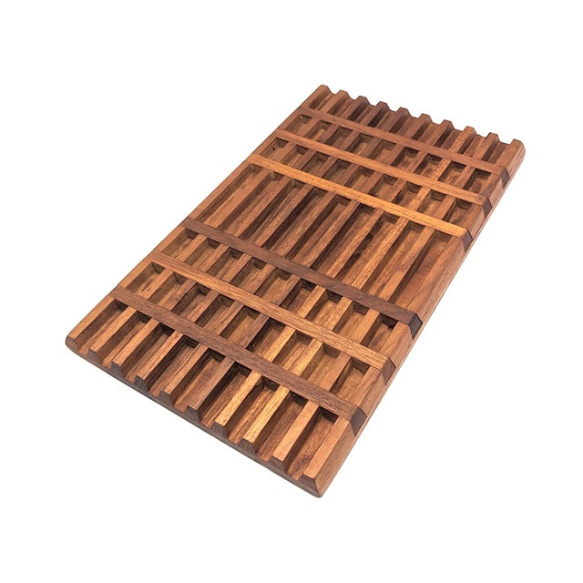 Vintage Dansk Teak Wood Grate / Lattice Bread Cutting Crumb Board and ...