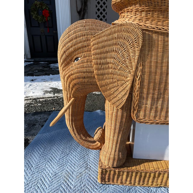 Unique Vintage Rattan Elephant Bar | Chairish