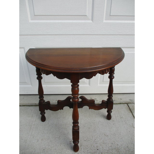 Mahogany Edwardian Demilune Side Table With Carved Apron and Central ...