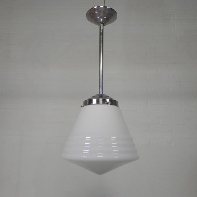 Art Deco Pendant Lamp with Opaline Glass Shade, 1930s | Chairish
