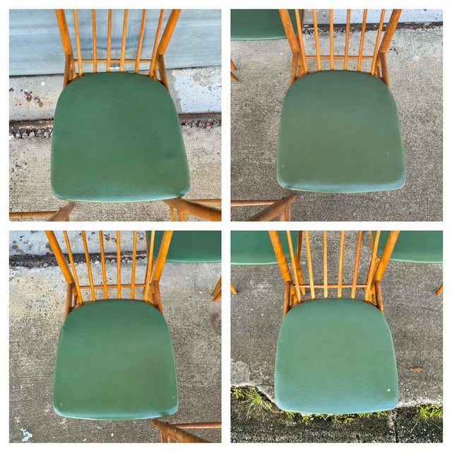 Vintage Leaning Spindle Railback Dining Chairs in the Style of Ann ...
