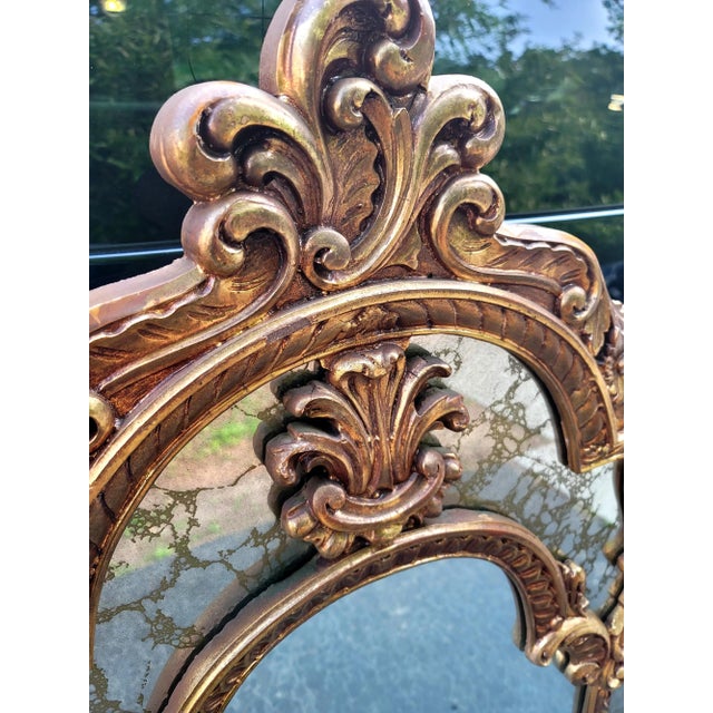 Vintage Double Arch Shell Gilt Mirror | Chairish
