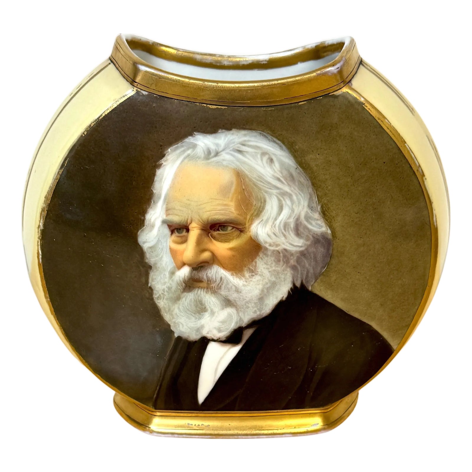 Old Paris Porcelain Vase of Henry Wadsworth Longfellow with Poetic ...