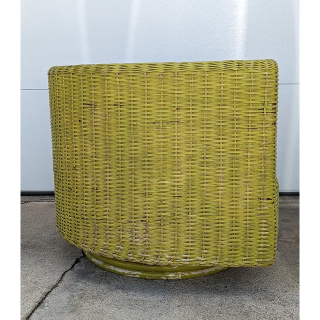1960s Vintage Modern Wicker Barrel Swivel Lounge Chair | Chairish