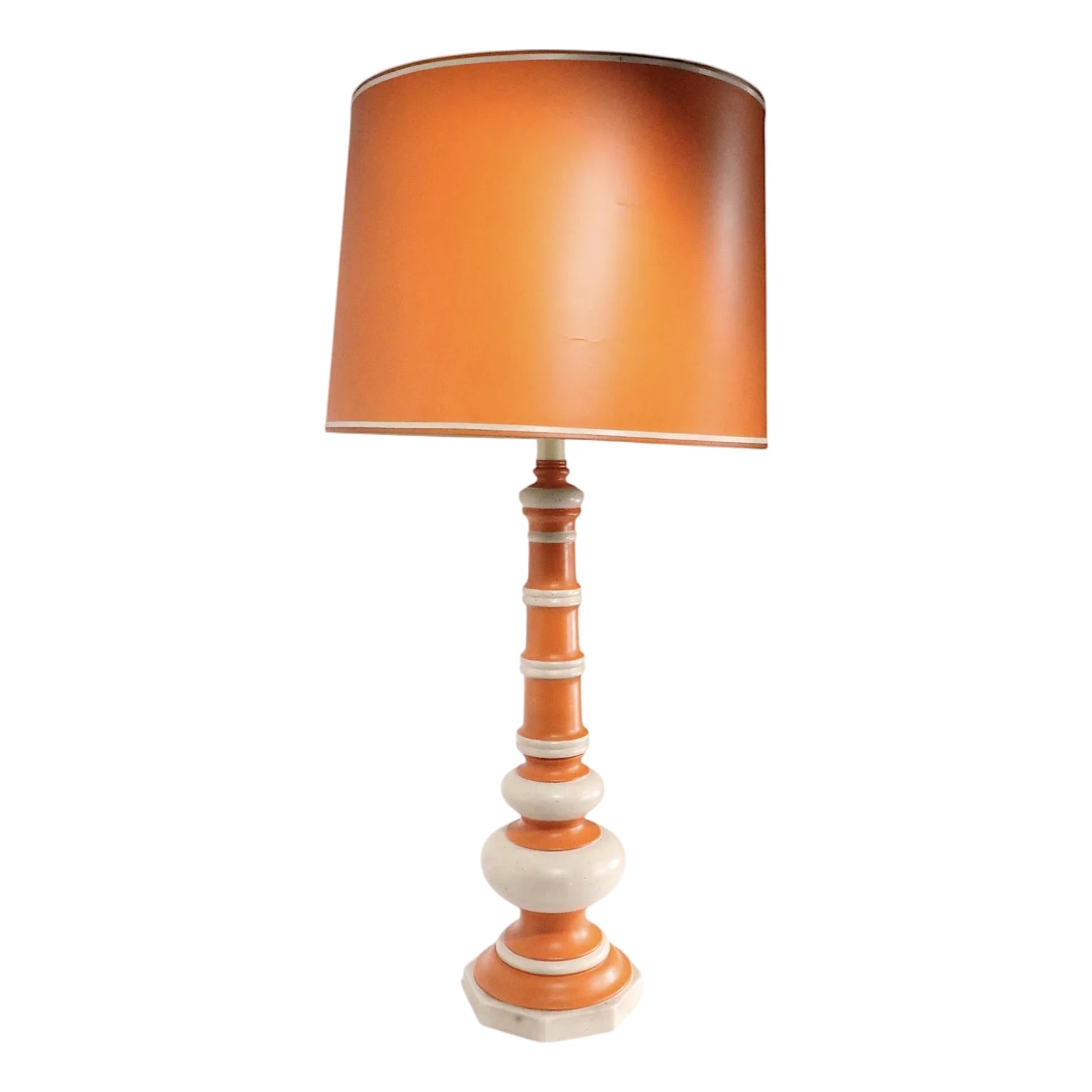 Mod Orange and Cream Table Lamp With Original Shade C. 1970’s | Chairish