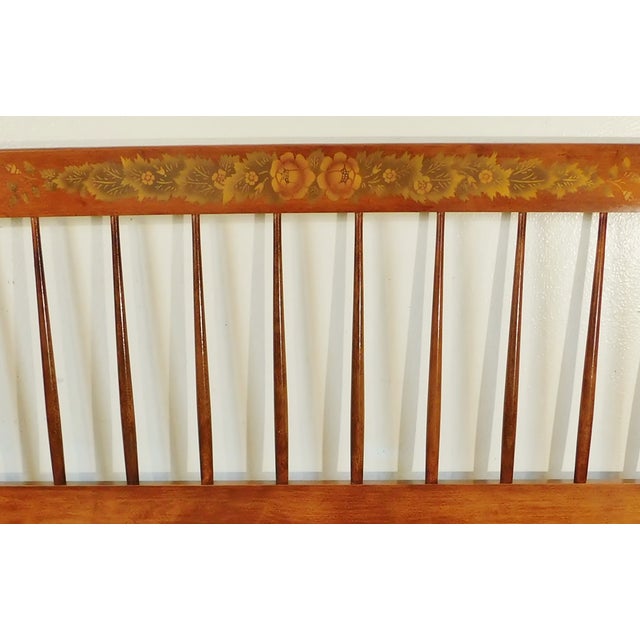 Vintage 1970s L. Hitchcock Harvest Solid Maple Wood Stenciled Full/Queen Size Headboard | Chairish