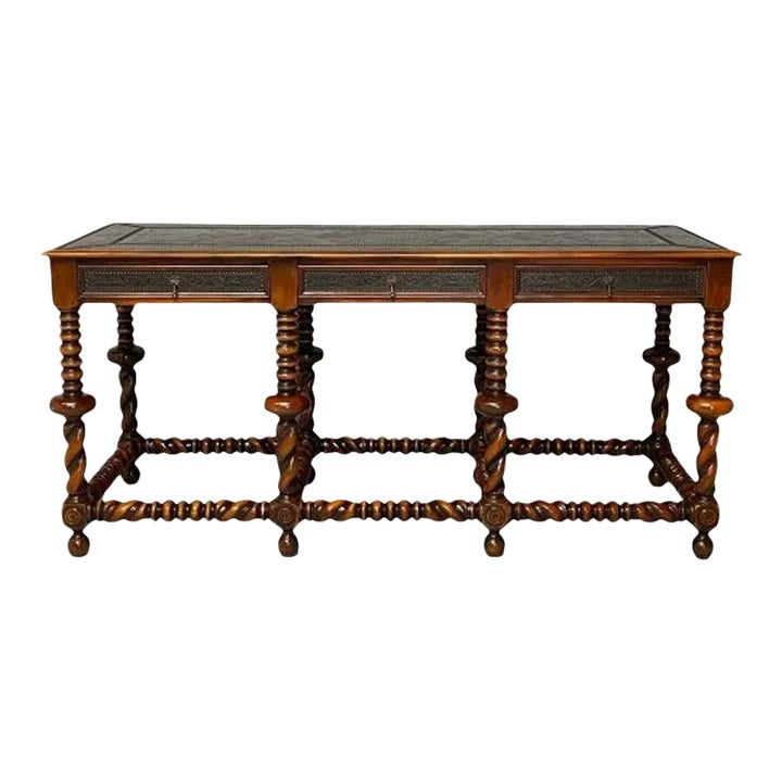 Baroque, Barley Twist Console, Turned Wood, Gray Etched Metal, Usa ...