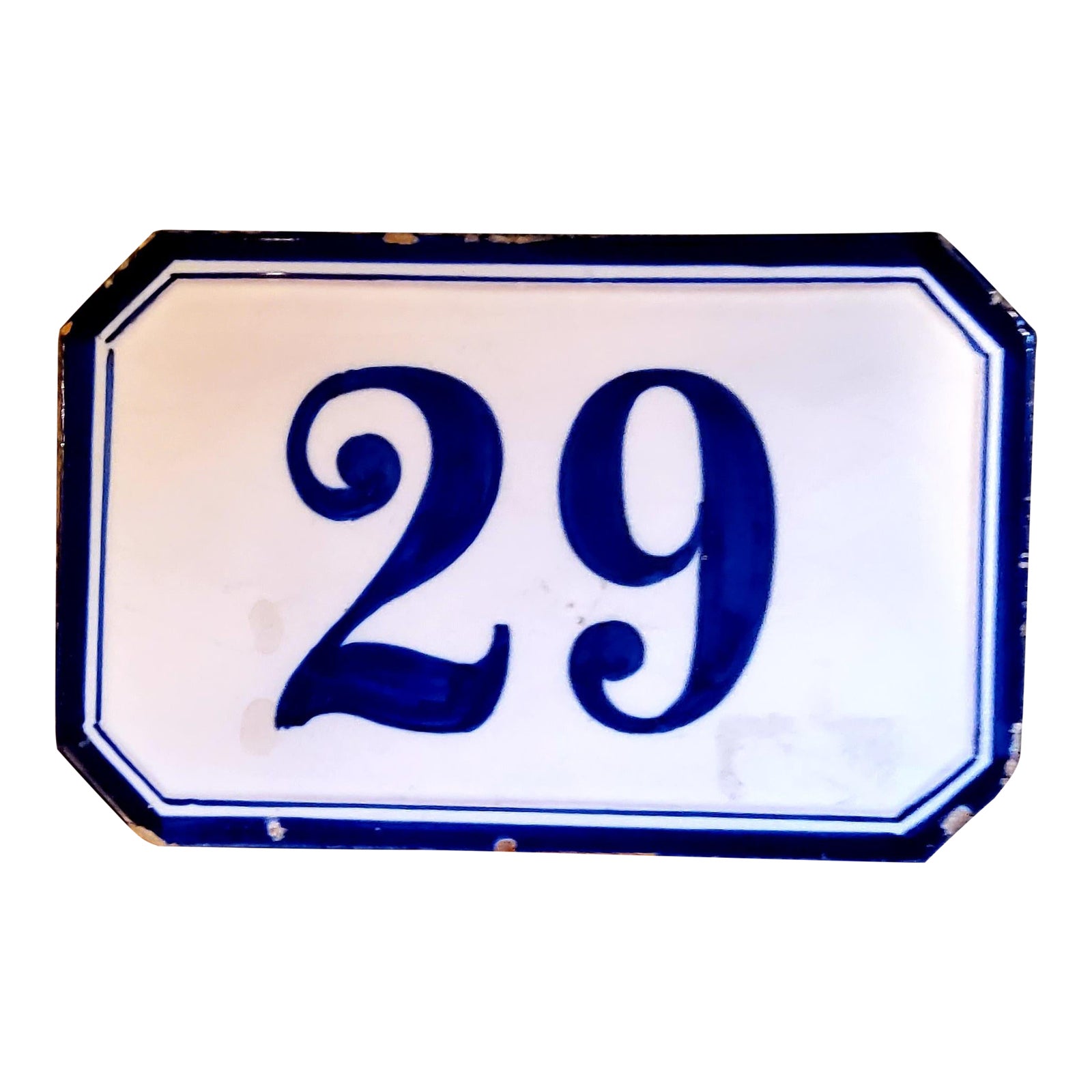 Vintage 1940s French Ceramic Tile House Number 29 | Chairish