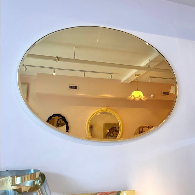 Vintage Amber Tinted Oval Mirror | Chairish