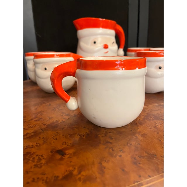 Mid Century Napco Vintage Santa Christmas Pitcher With 6 Mugs/Cups ...