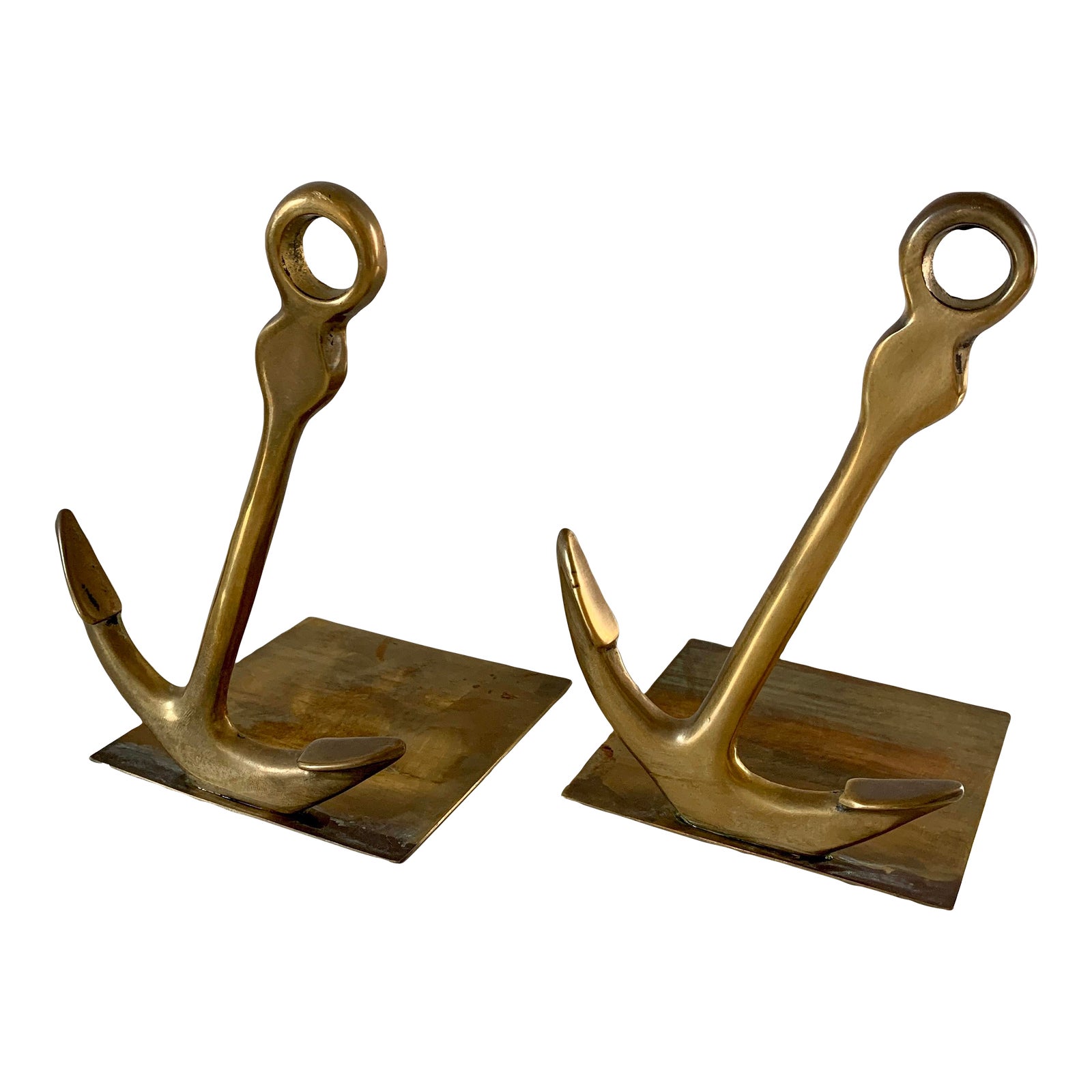 Solid Cast Brass Anchor Bookends | Chairish