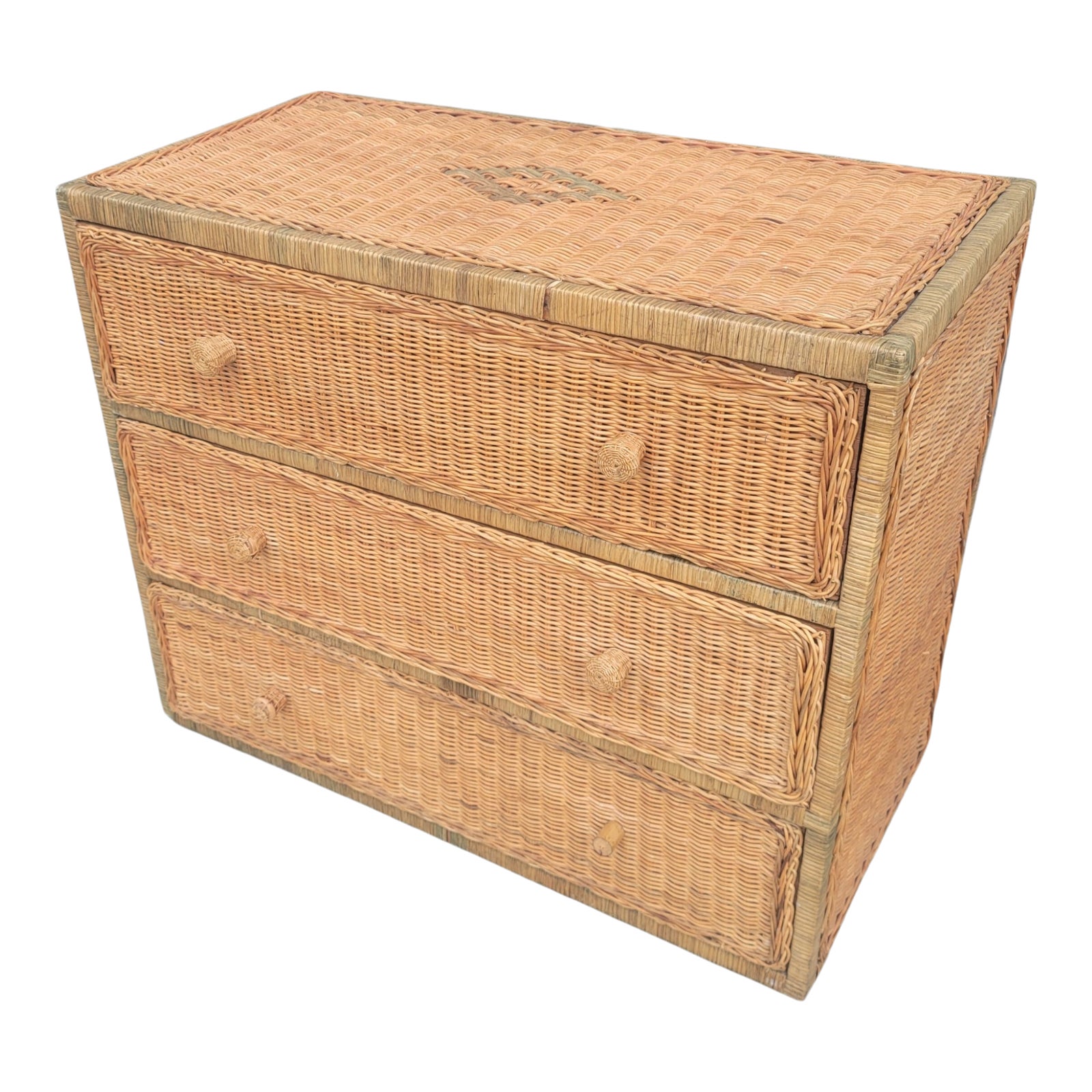 Vintage Wicker 3-Drawer Chest | Chairish