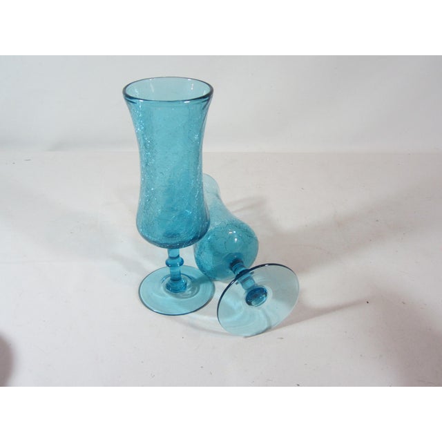 1960s Contemporary Turquoise Crackle Glass Vases A Pair Chairish