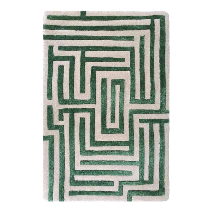 Anatolia Hand-Tufted Maze Rug, Boxwood Green, 2x3 | Chairish