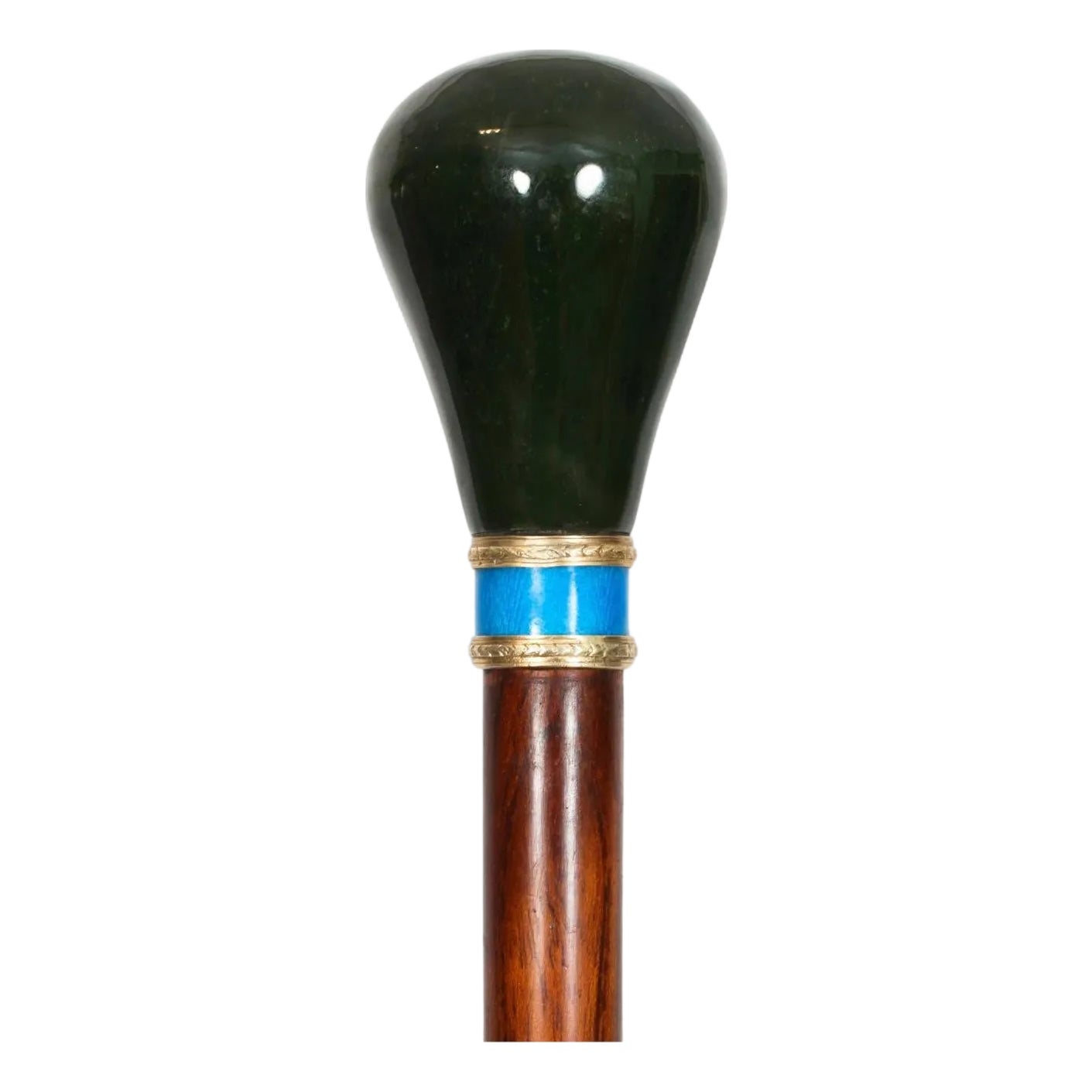 Antique Russian Silver Gilt and Jade Enamel Walking Stick, 1800s | Chairish