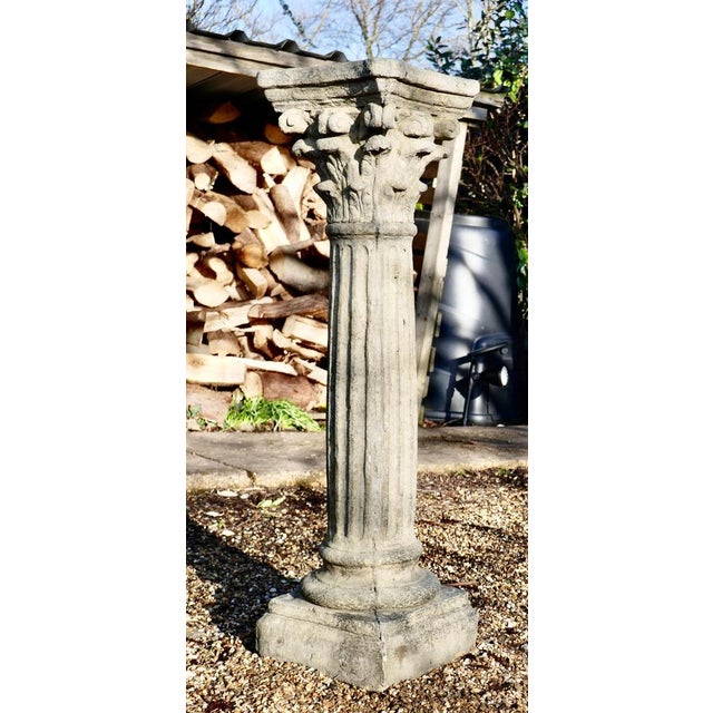 Classical Corinthian Column Pedestal in Weathered Cast Stone, 1960 ...