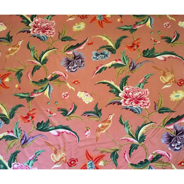 Scalamandre “Leshawn” Coral Floral Fabric- 5 Yards | Chairish